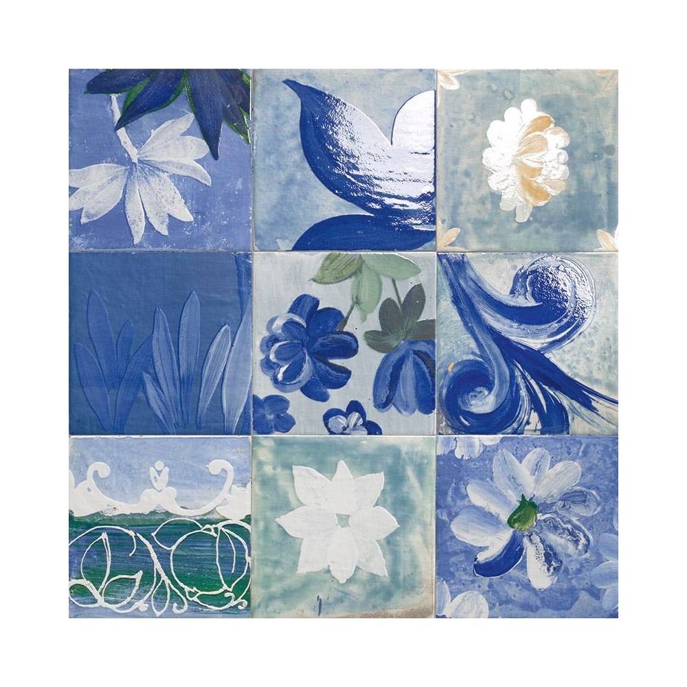 carrelage bleu fleurs 20x20 mainzu portofino paquet 25 carreaux